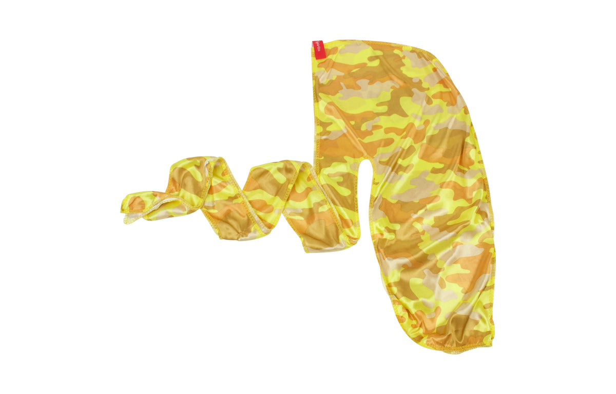 Premium Yellow Camo Silky Durag | Better Spirits Durags – Wave God Durags