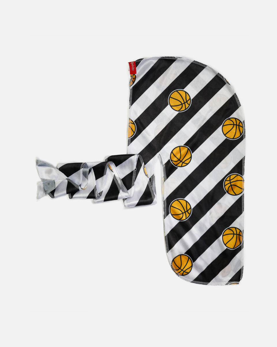 Striped Basketball Silky Durag – Wave God Durags